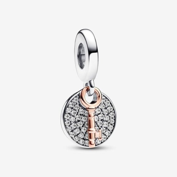 Pandora | Jewelry | Pandora Twotone Key To Happiness Double Dangle Charm | Poshmark